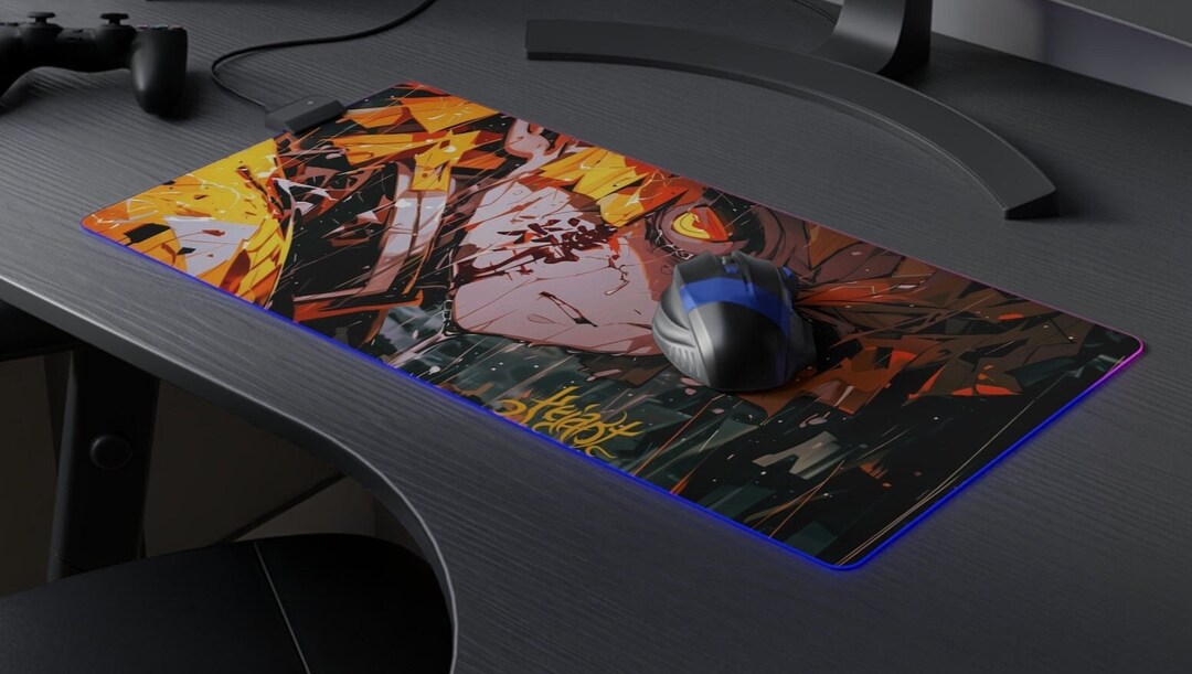 LED Zenitsu Demon Slayer Mousepad, Gaming Mousepad, Large Desk Mat ...