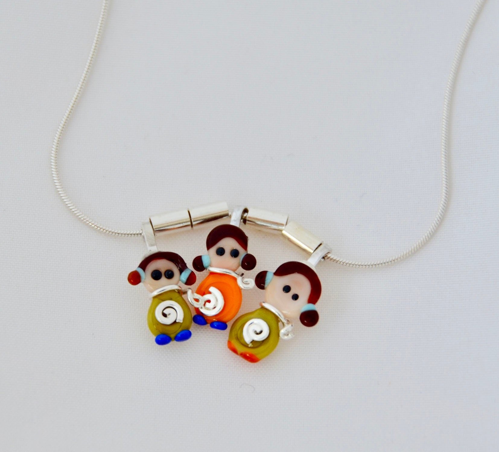 Kids Charm Necklace Portrait Necklace Personalized Glass | Etsy