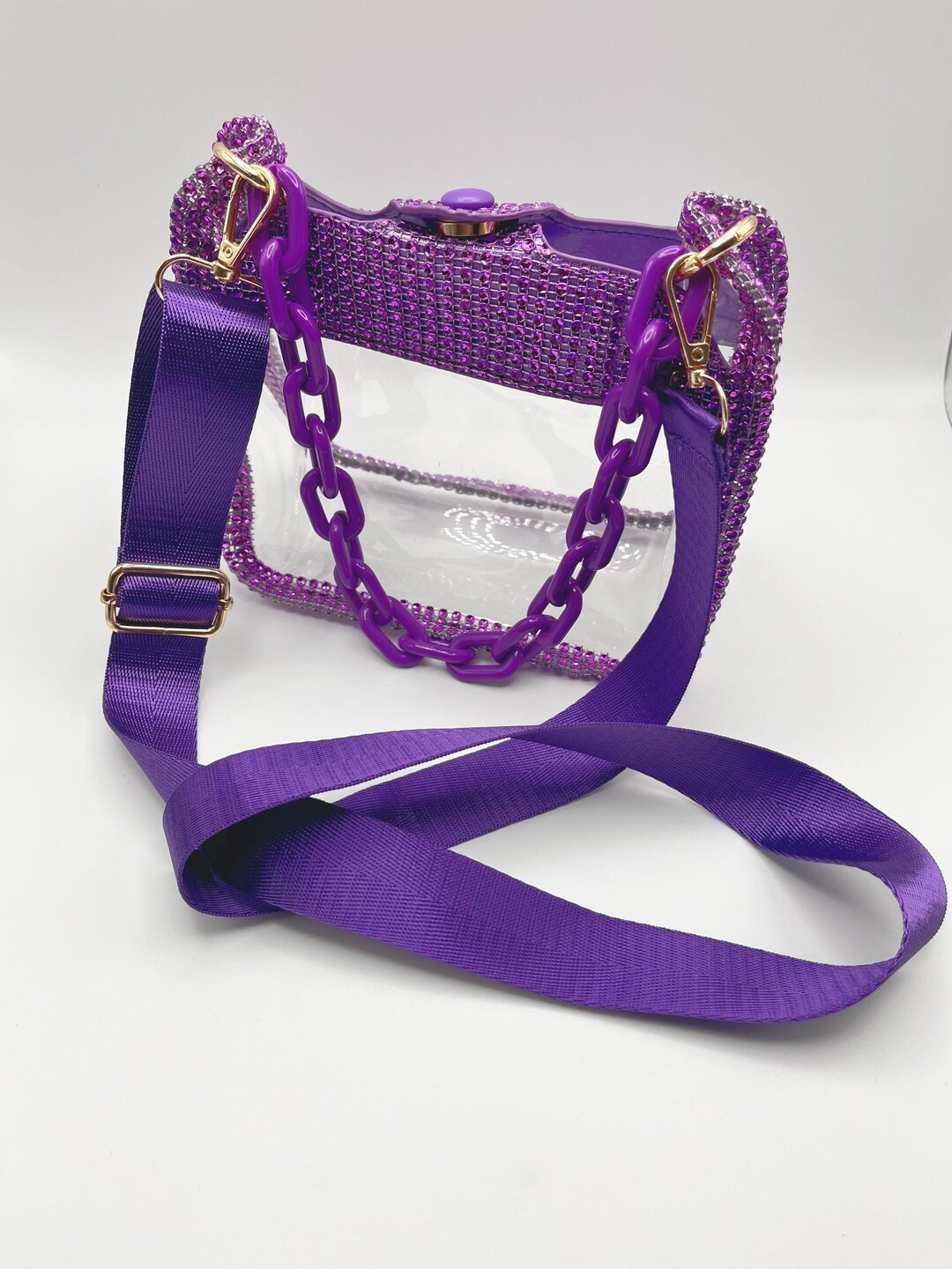 Purple Rhinestone Clear Bag, Stadium Bag - Etsy