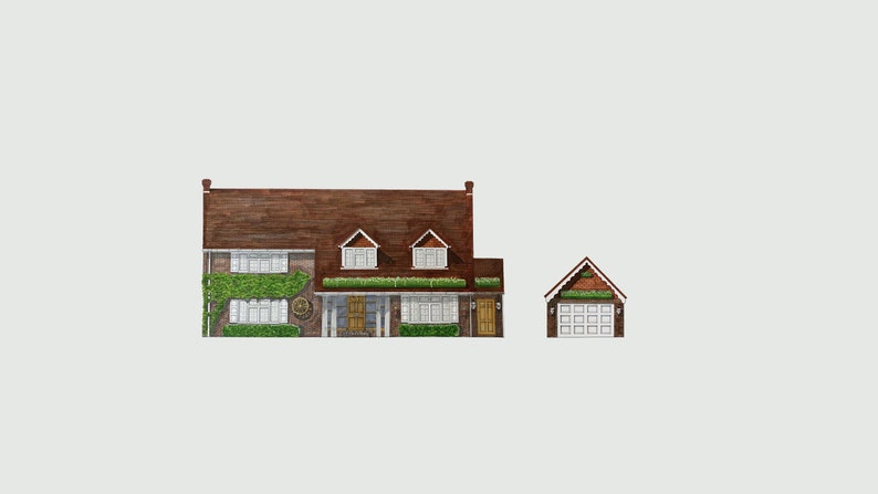 Custom House Drawings, Alcohol Marker, House Drawing From Photo, Hand ...