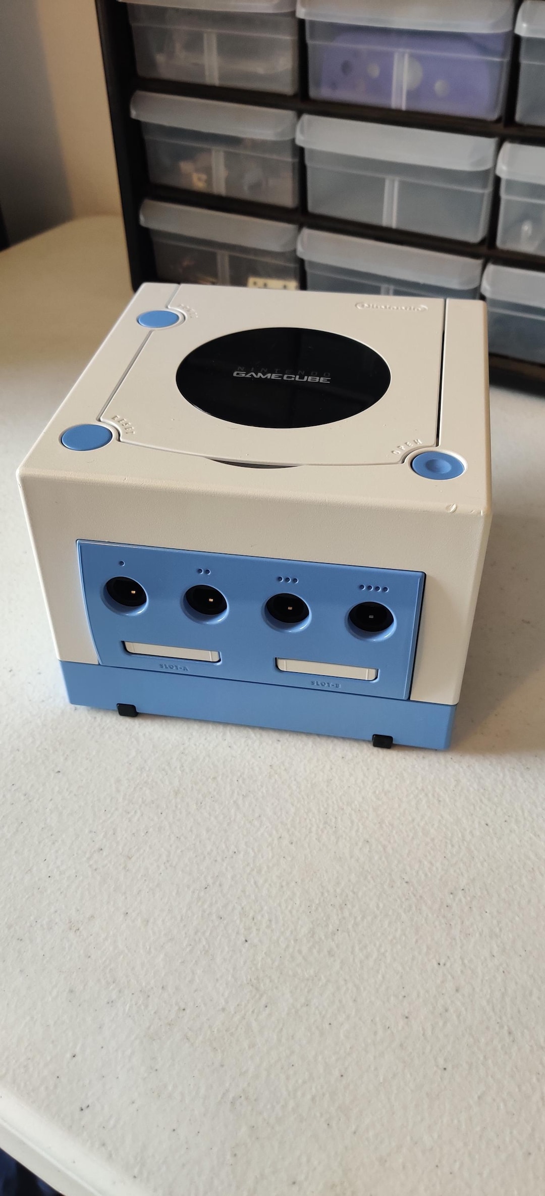 Nintendo Gamecube White and Light Blue authentic Item Hand Painted - Etsy