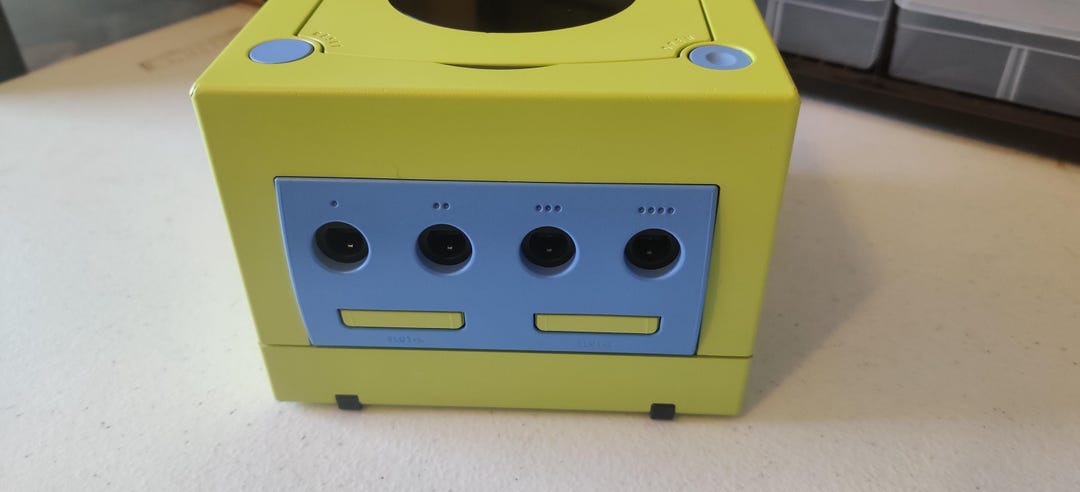 Nintendo Gamecube Lime Green and Light Blue authentic Item Hand Painted ...