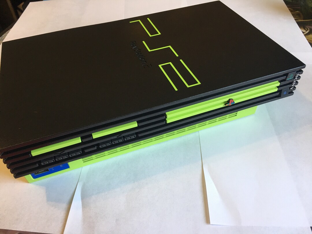PS2 Playstation 2 Console Black and Lime Green authentic Item Hand ...