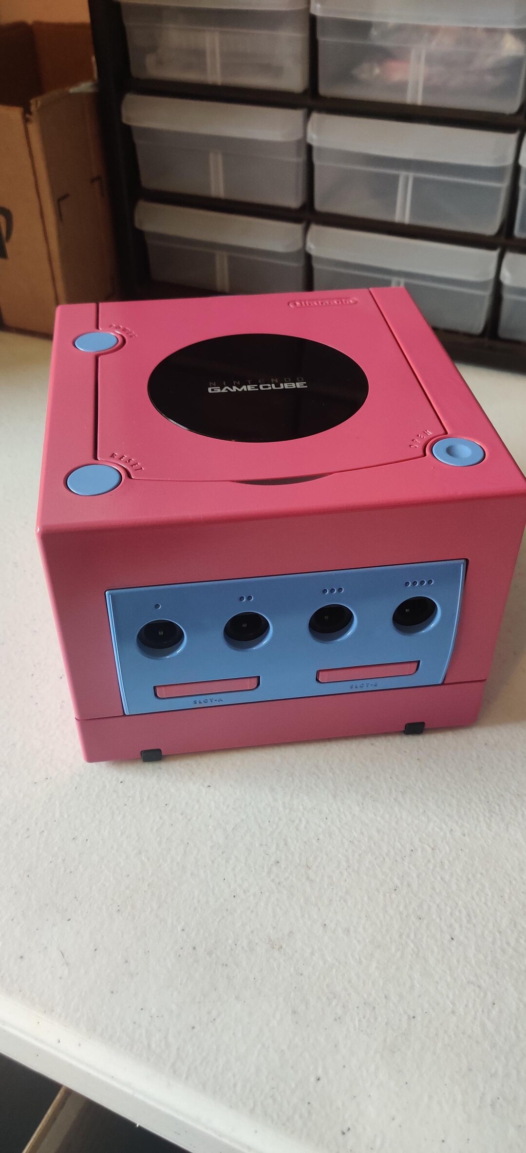 Nintendo Gamecube Hot Pink and Light Blue authentic Item Hand Painted ...