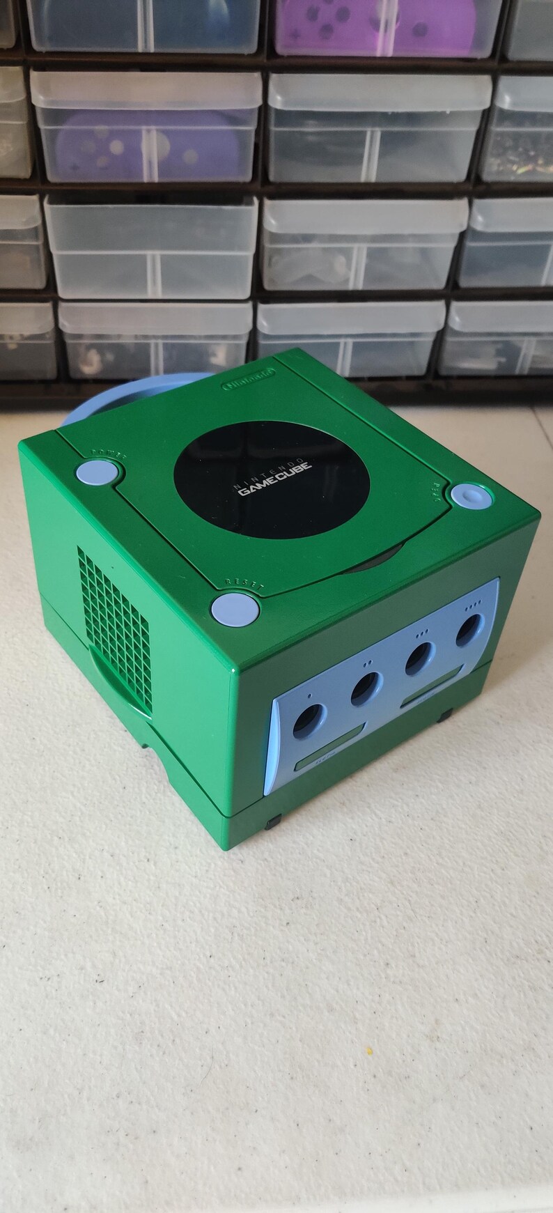 Nintendo Gamecube Forest Green and Light Blue authentic Item Hand ...