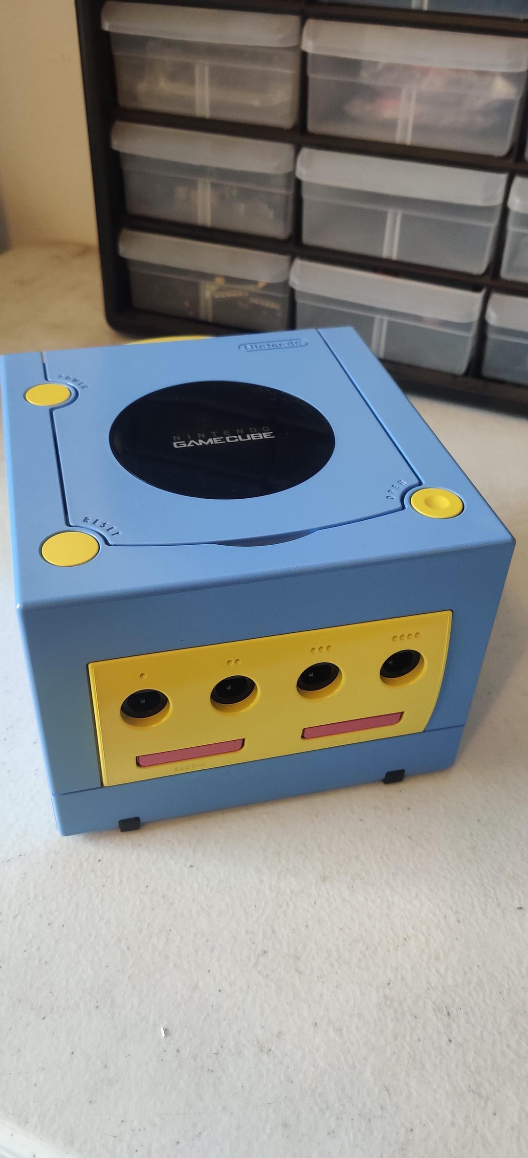 Nintendo Gamecube Light Blue and Yellow authentic Item Hand Painted - Etsy