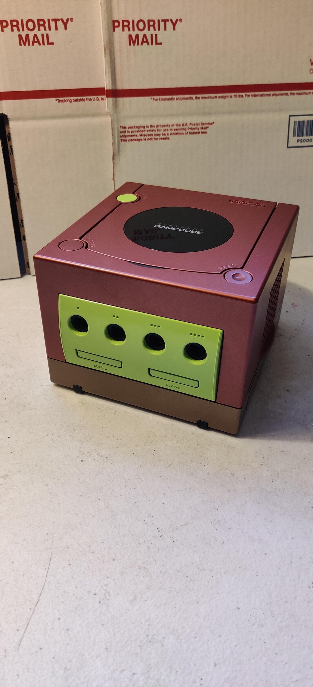 Nintendo Gamecube Red and Lime Green authentic Item Hand Painted - Etsy