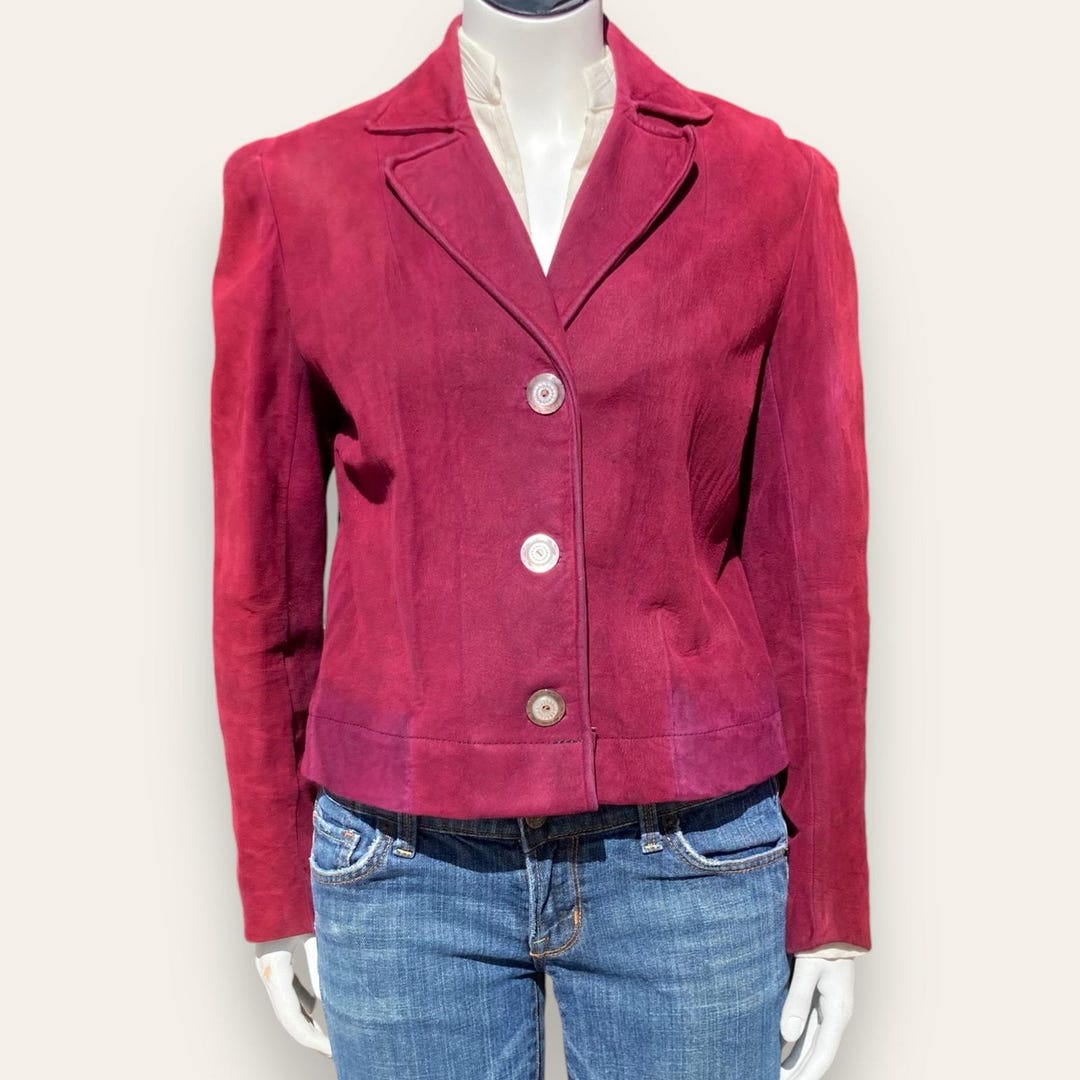 Vintage Burgundy Suede Crop Jacket Ladies Medium - Etsy
