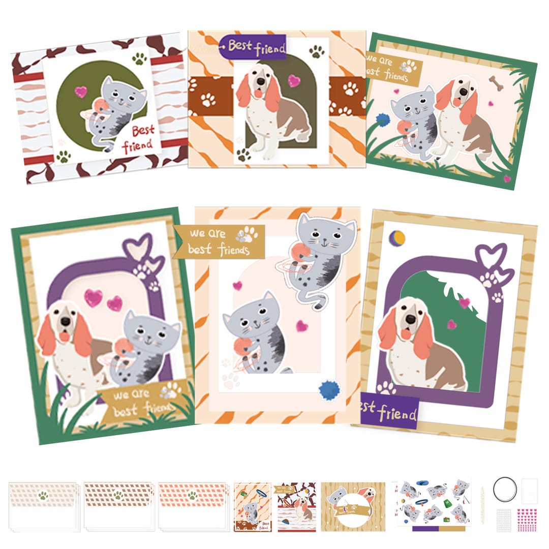 DIY Pet Greeting Card Kit for All Ages, Set of 9 Handmade Thank You and ...