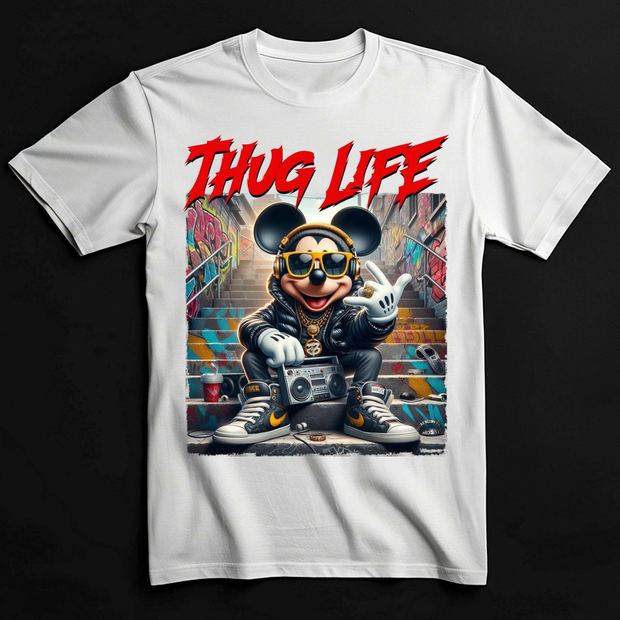 Thug Life Cartoon Gangster Mickey Mouse Fan Tee, Fun Funny Humor Shirt ...