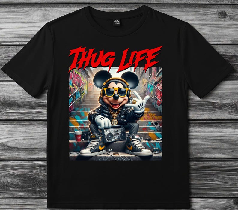 Thug Life Cartoon Gangster Mickey Mouse Fan Tee, Fun Funny Humor Shirt - Etsy