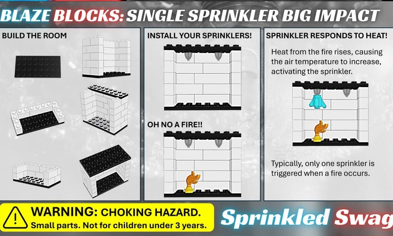 Blaze Blocks Fire Sprinkler Mini Building Block Set - Etsy