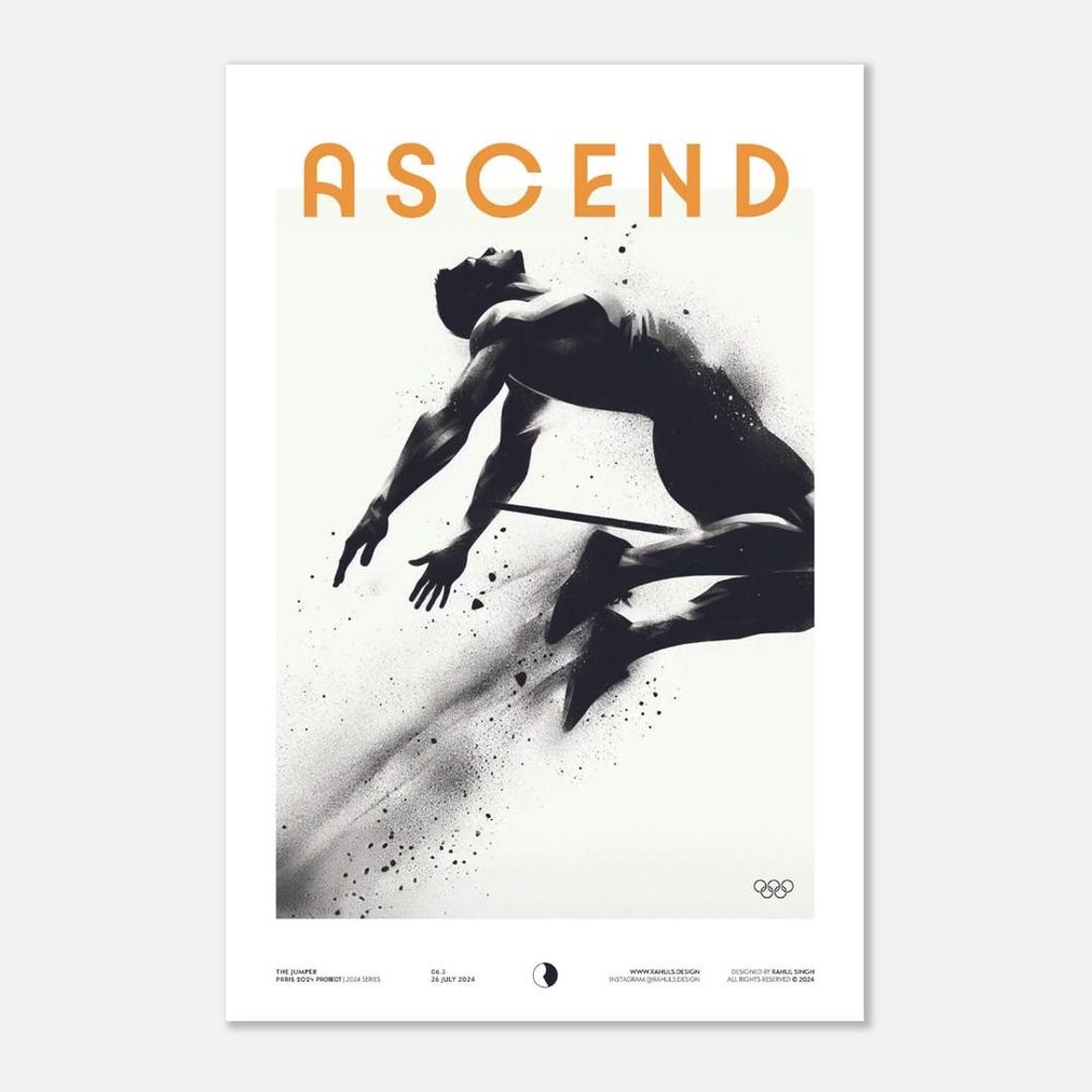 The Jumper Ascend Paris 2024 Olympics Black & White Fine Arts Poster - Etsy
