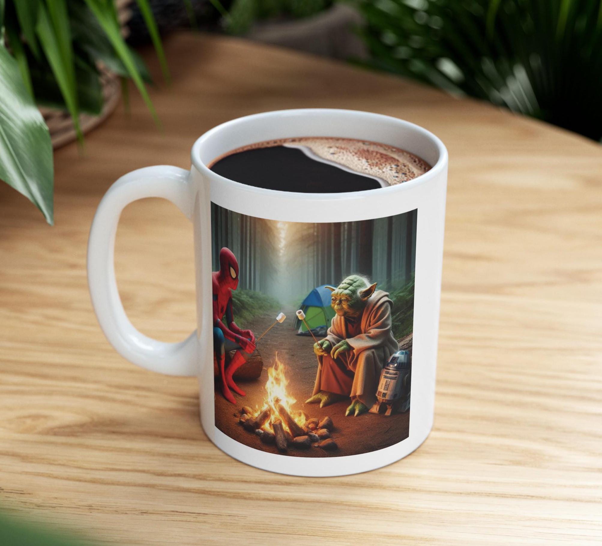 Spiderman and Yoda Mug, Movie Coffee Mugs, Unique Coffee Mugs, Coffee ...