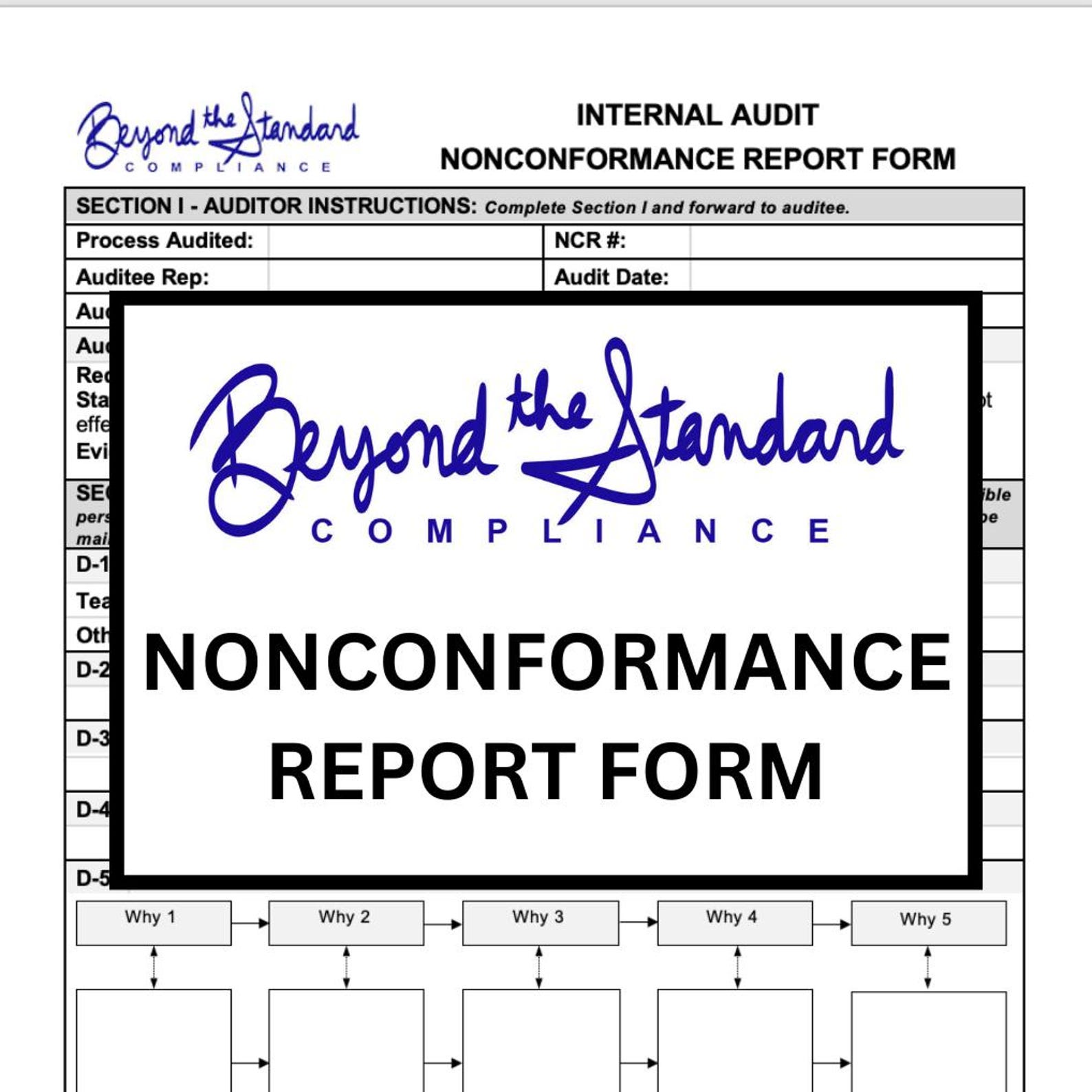Internal Audit NCR Nonconformance Report Form - Etsy