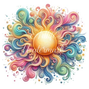 Swirl Sun Clip Art Set 2 10 PNG Files 2400 X 2400 Px - Etsy
