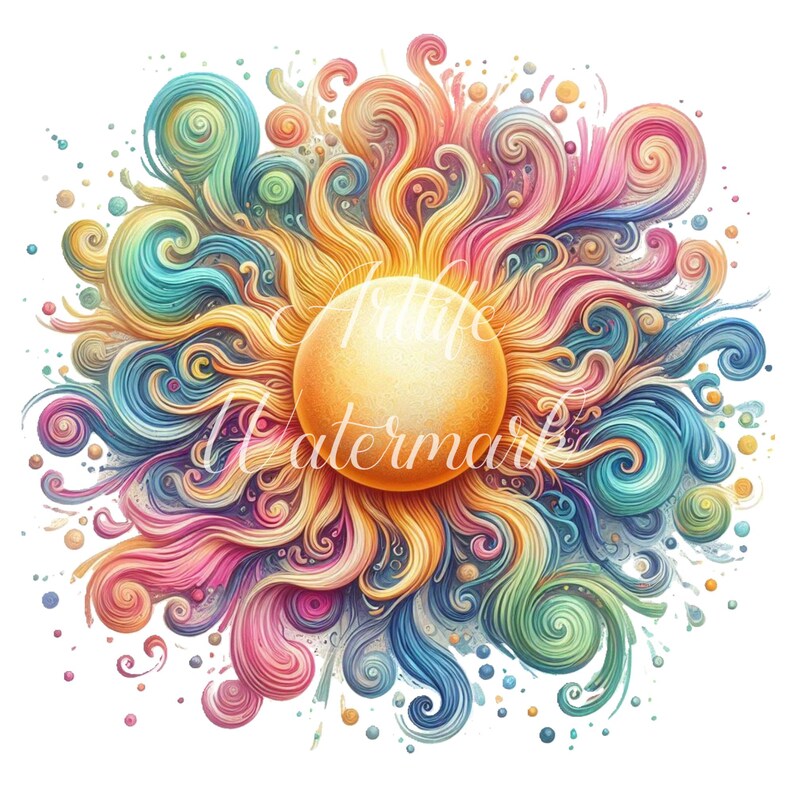 Swirl Sun - Clip Art - Set #2- (10 PNG Files)- 2400 X 2400 Px - Etsy