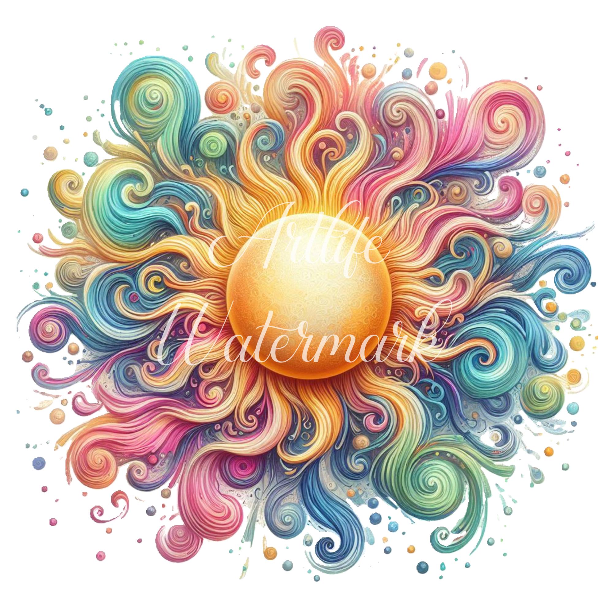 Swirl Sun - Clip Art - Set #2- (10 PNG Files)- 2400 X 2400 Px - Etsy