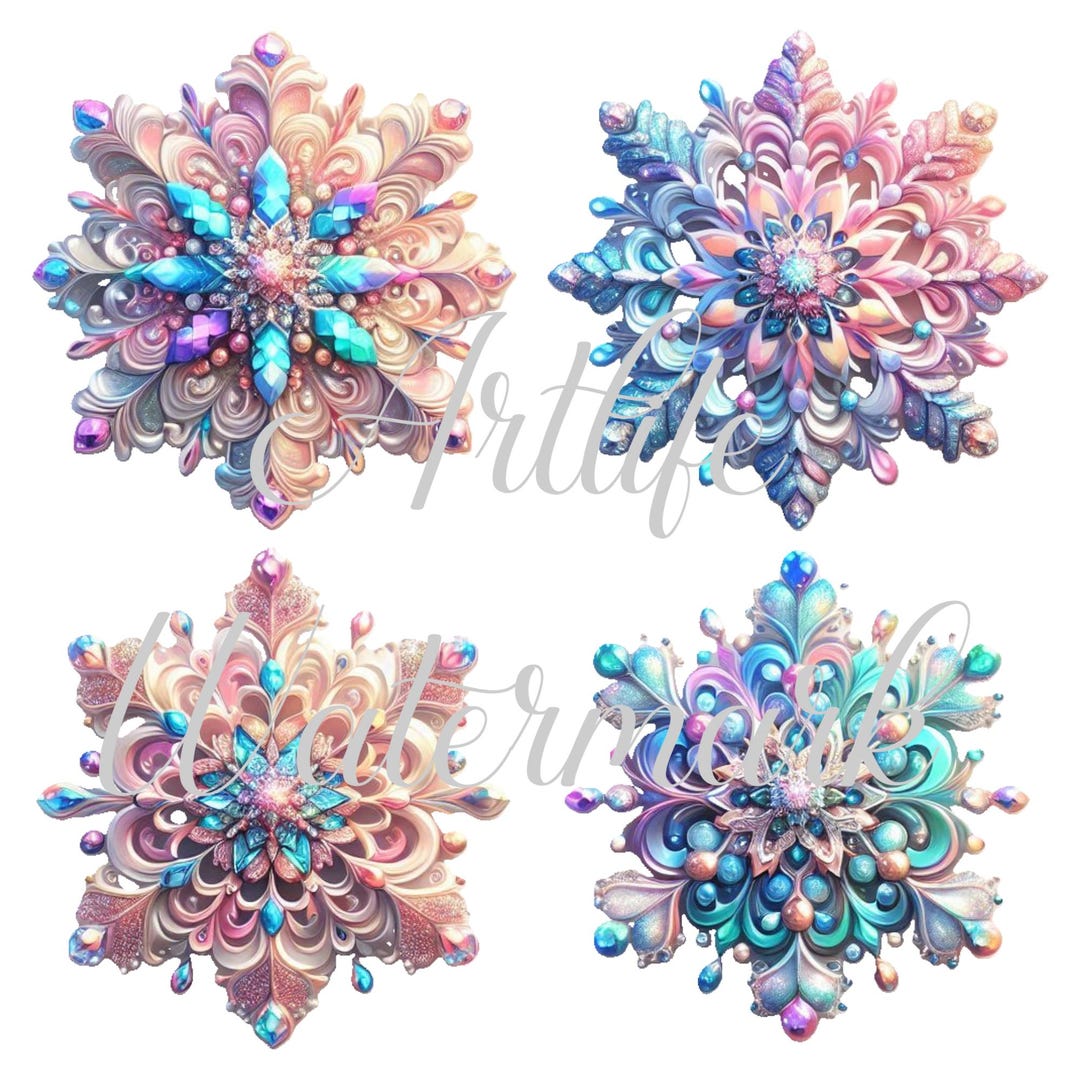 Colorful Christmas Snowflakes Clip Art 10 PNG Files 2000 X 2000 Px 02 ...