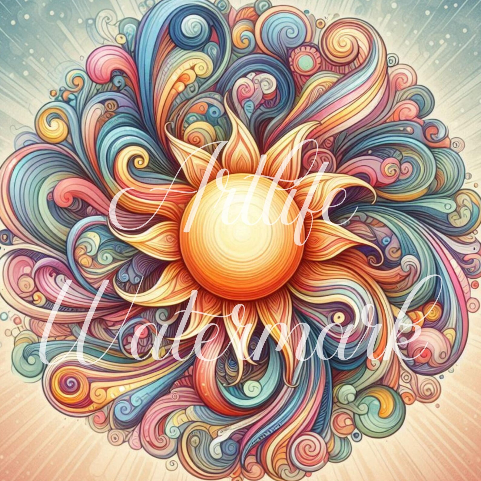 Swirl Sun Clip Art Set 4 5 PNG Files 2400 X 2400 Px Full Page - Etsy