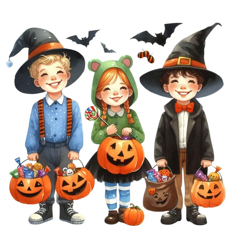 Halloween Trick or Treat Clip Art 5 PNG Files 01 - Etsy