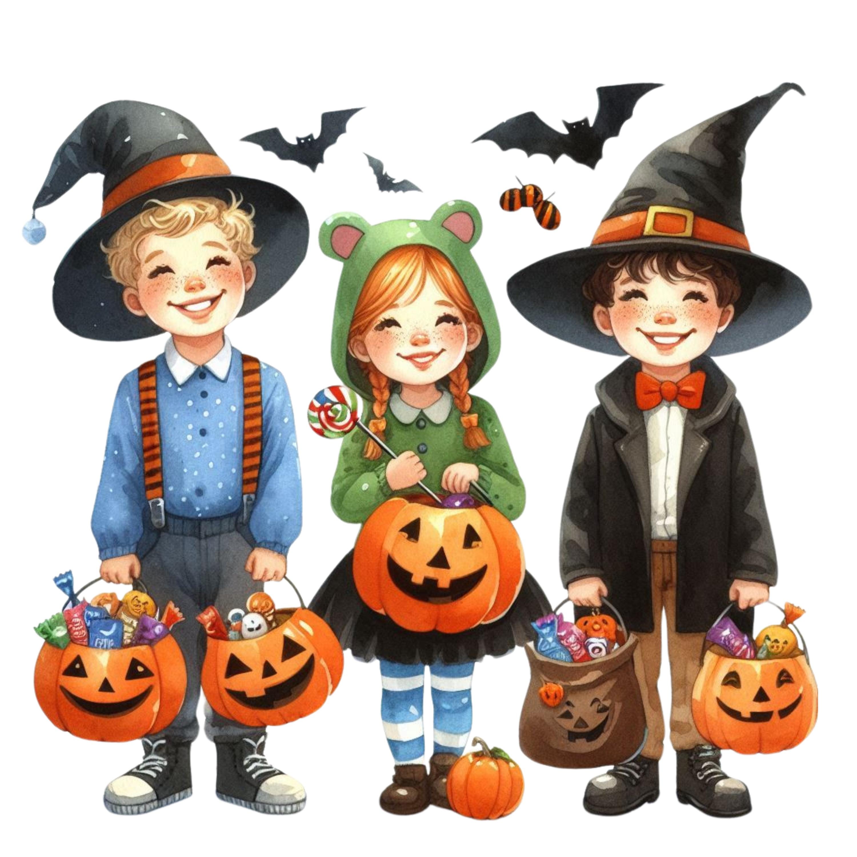 Halloween Trick or Treat Clip Art 5 PNG Files 01 - Etsy