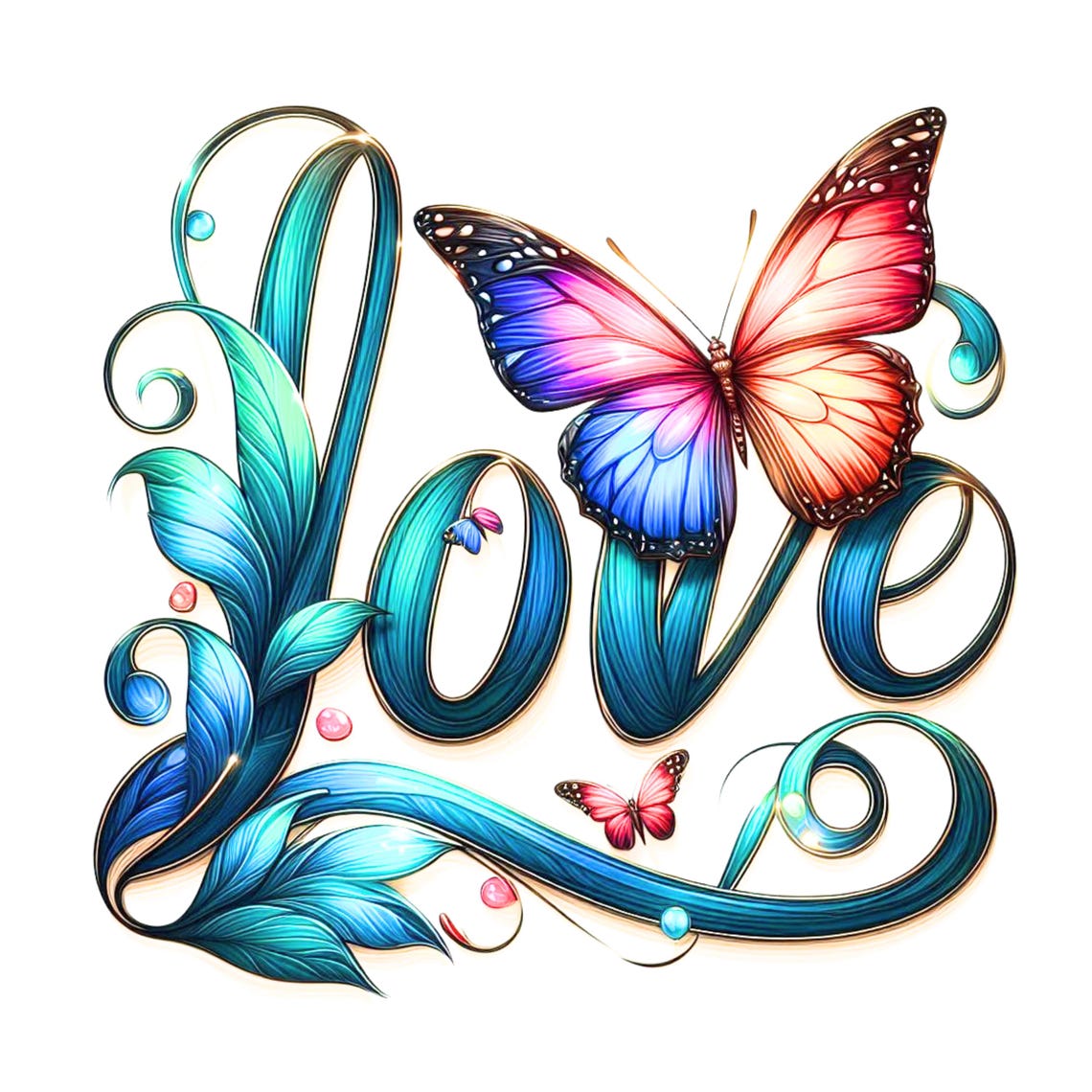 Butterfly LOVE Tattoo 02 Clip Art 6 PNG Files 3000 X 3000 Px - Etsy