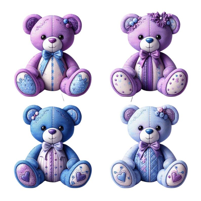 Teddy Bears Clip Art Set 2 10 PNG Files - Etsy