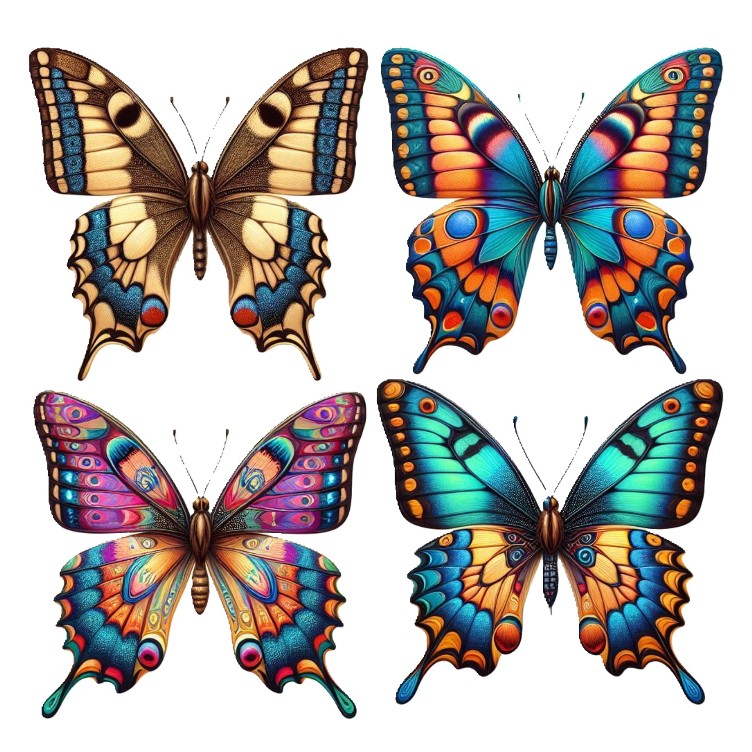 Colorful Butterflies Clip Art - 2400 X 2400 Px - 7 PNGS- 28 Butterflies ...