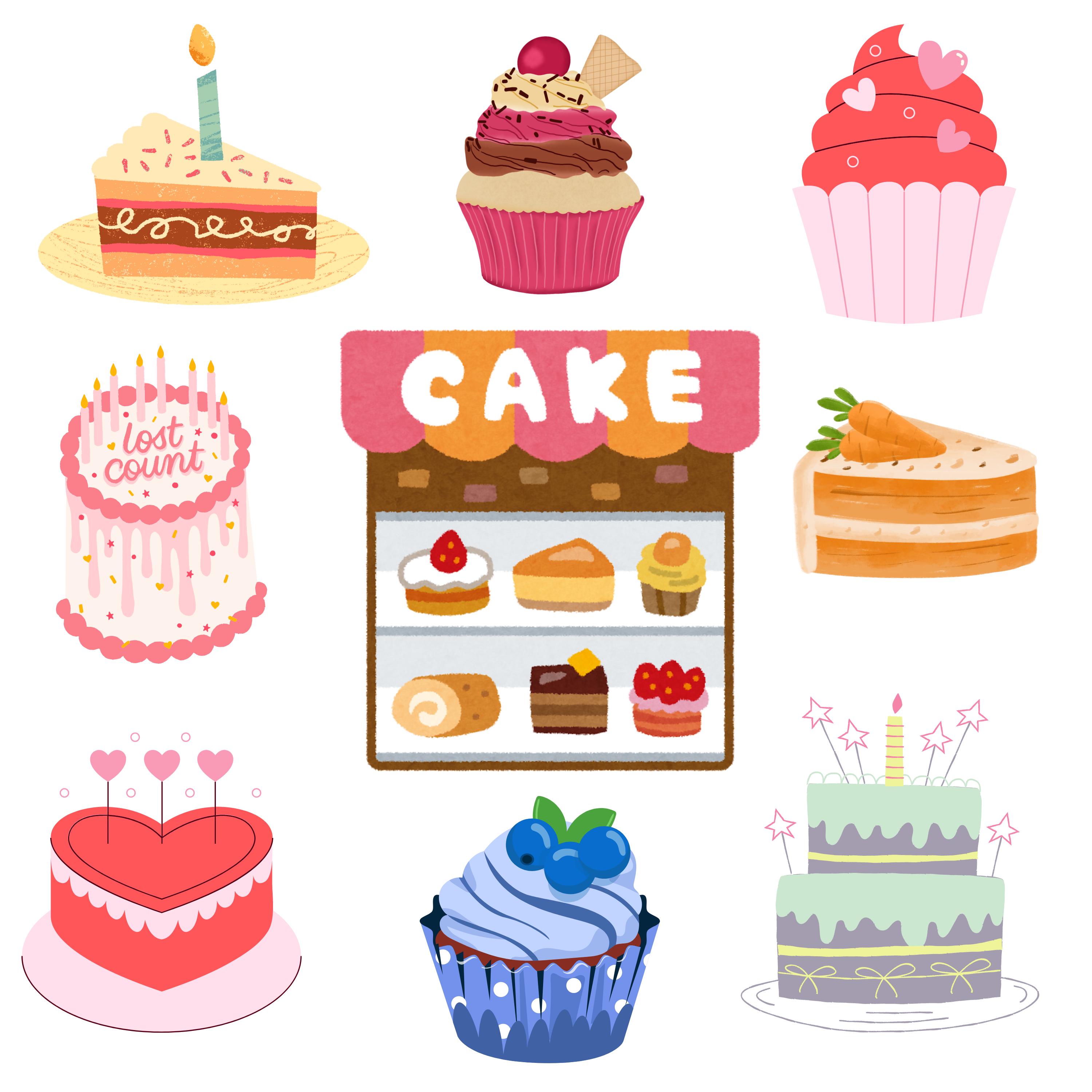 Birthday Cake- Clip Art - Set #1- (5 PNG Files) - Etsy