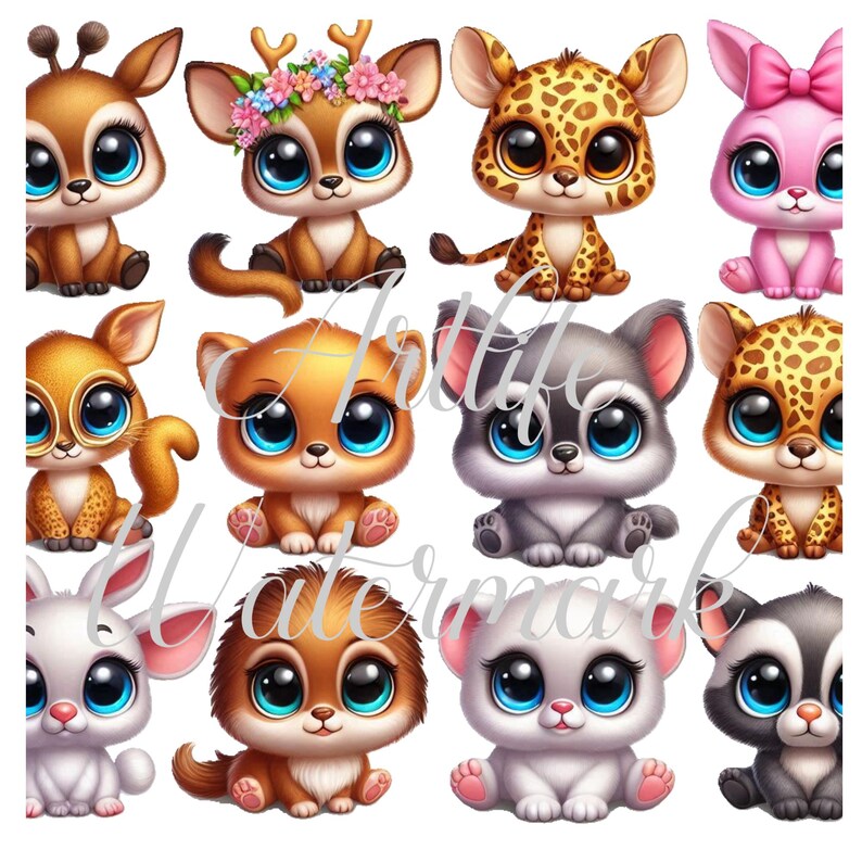 Super Cute Baby Cartoon Animals Clip Art Set 2 7 PNG Files 2000 X 2000 ...