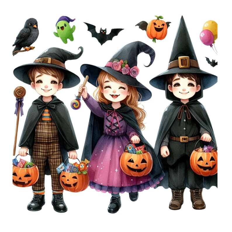 Halloween Trick or Treat Clip Art 5 PNG Files 01 - Etsy