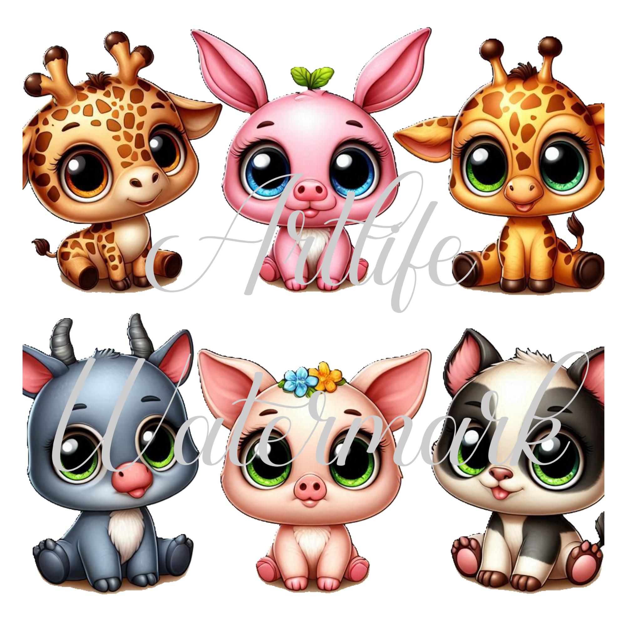 Cute Baby Animals Clip Art 5 PNG Files - Etsy