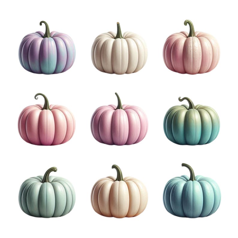Pastel Pumpkins Clip Art 8 PNG Files - Etsy