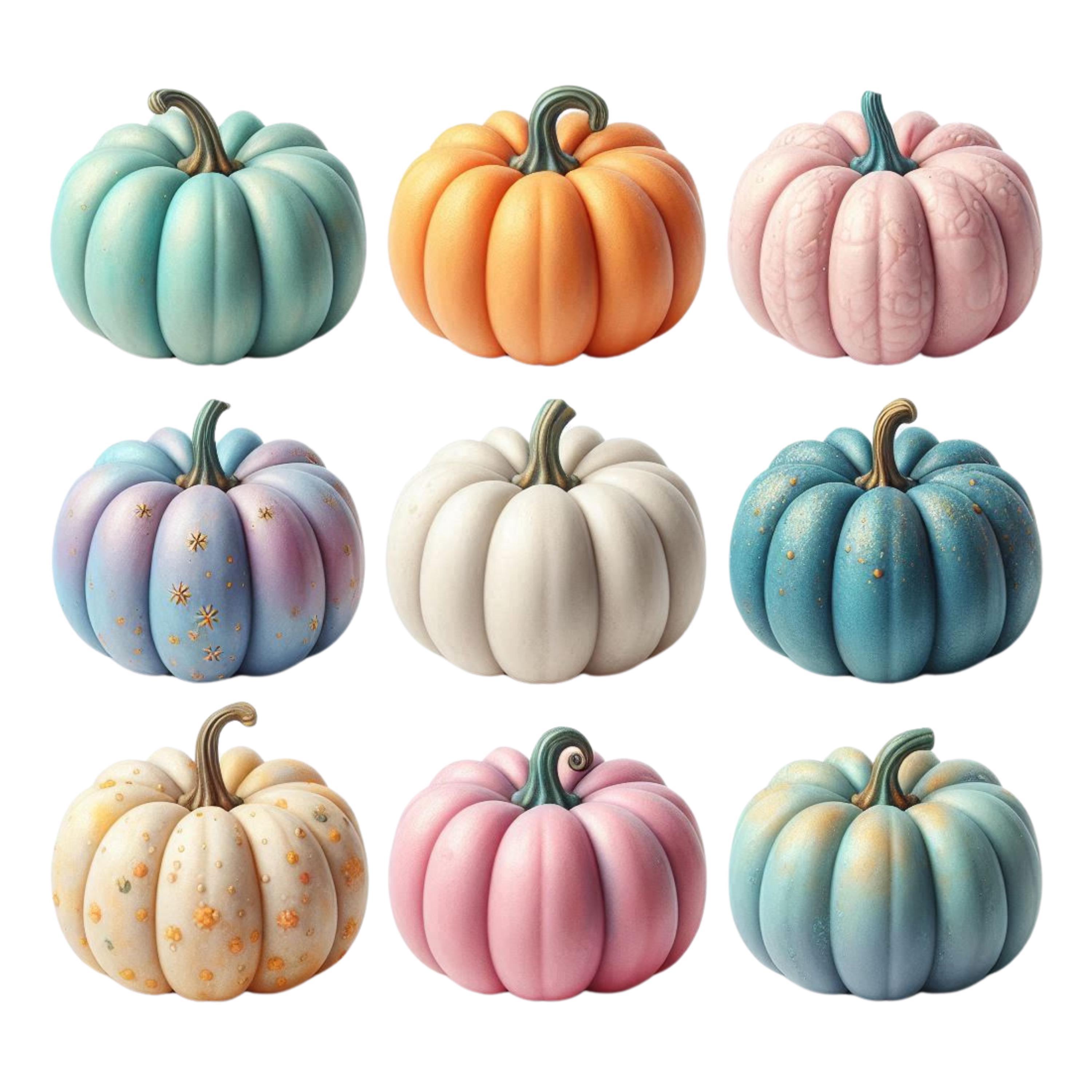 Pastel Pumpkins Clip Art 8 PNG Files - Etsy