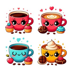 Cute Coffee Cups - Set #2 - Clip Art - 10 PNG Files - Etsy