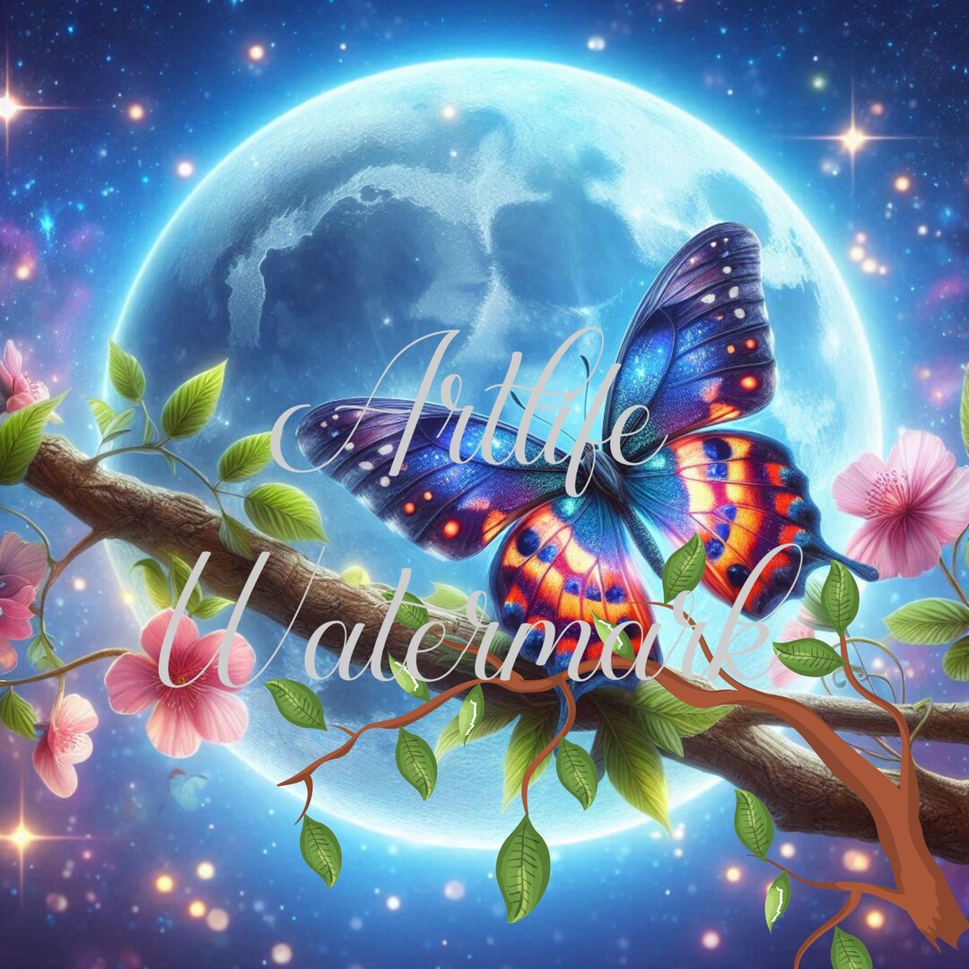 Butterflies in Moonlight Clip Art Set 1 10 PNG Files - Etsy