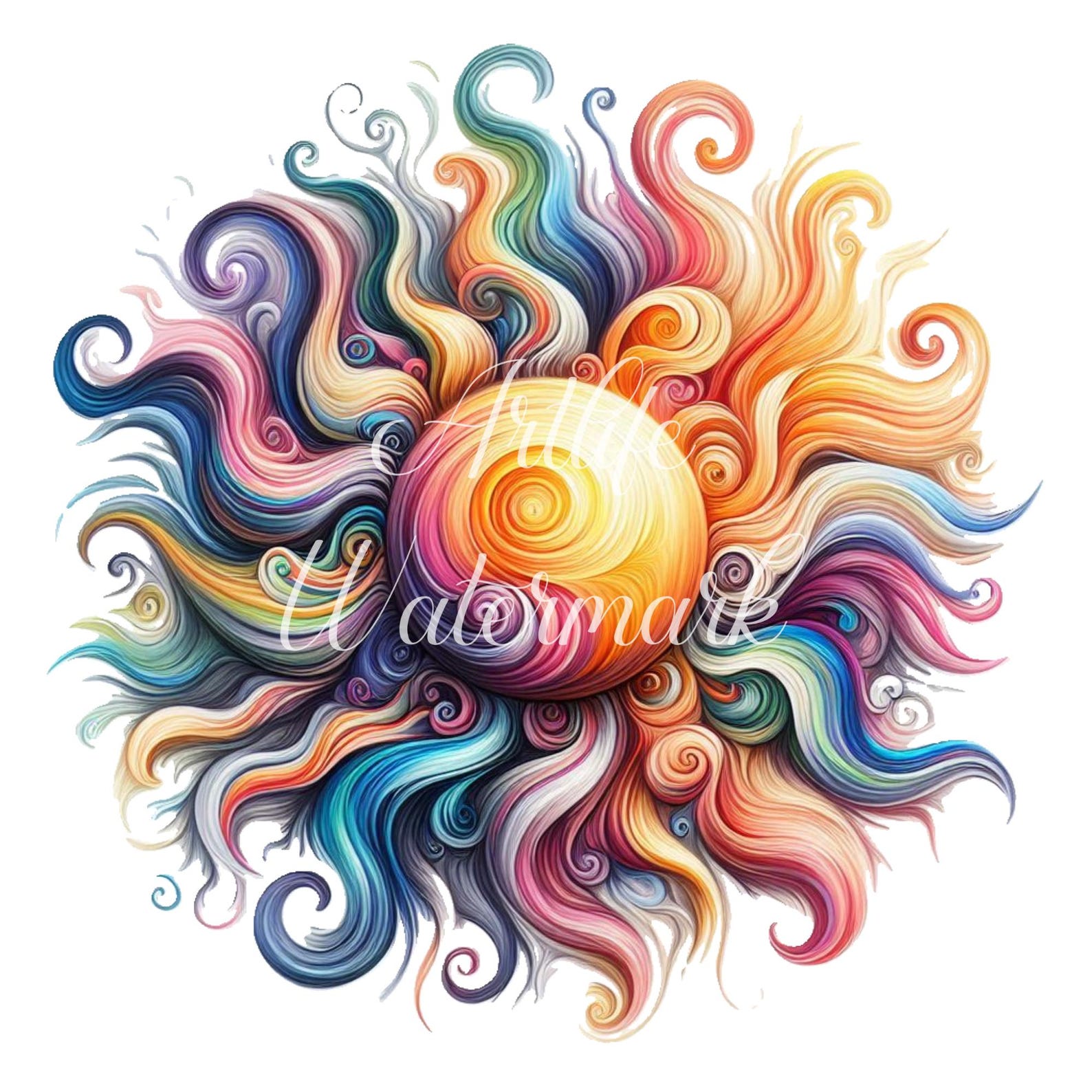Swirl Sun - Clip Art - Set #2- (10 PNG Files)- 2400 X 2400 Px - Etsy