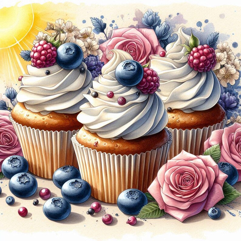 Yummy Cupcakes Clip Art Set 3 5 JPEG Files - Etsy