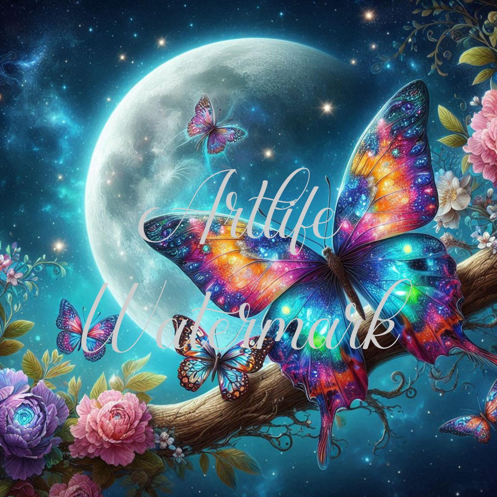 Butterflies in Moonlight Clip Art Set 1 10 PNG Files - Etsy