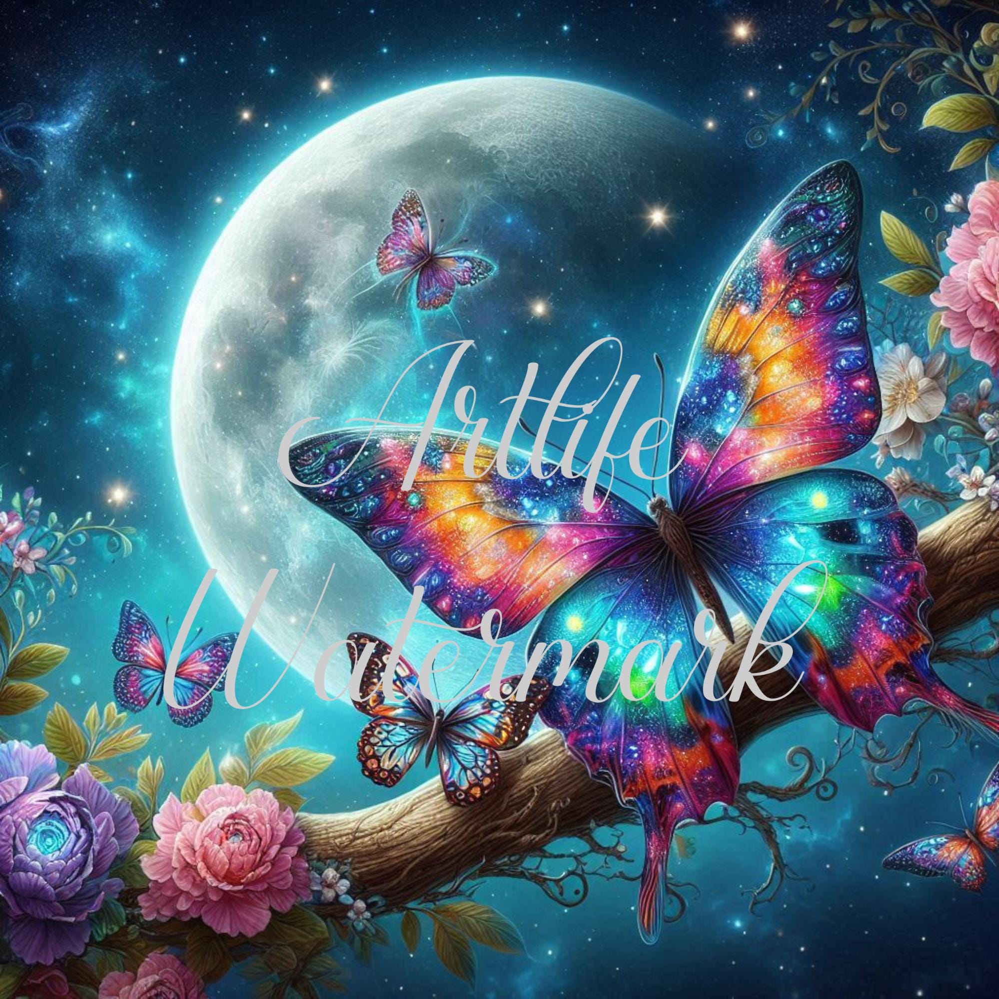Butterflies in Moonlight Clip Art Set 1 10 PNG Files - Etsy