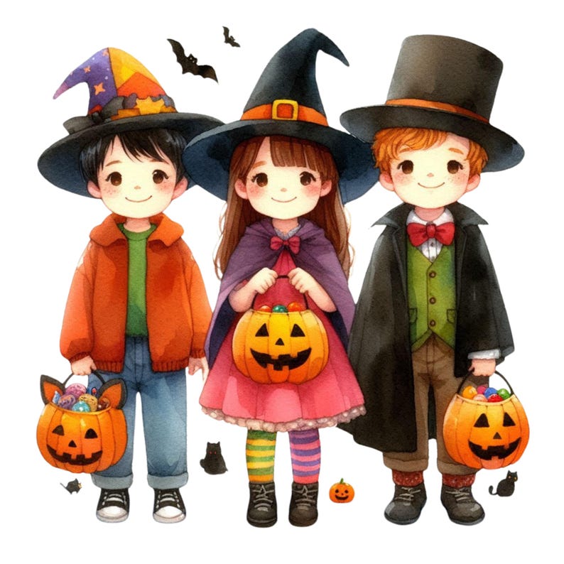 Halloween Trick or Treat Clip Art 5 PNG Files 01 - Etsy