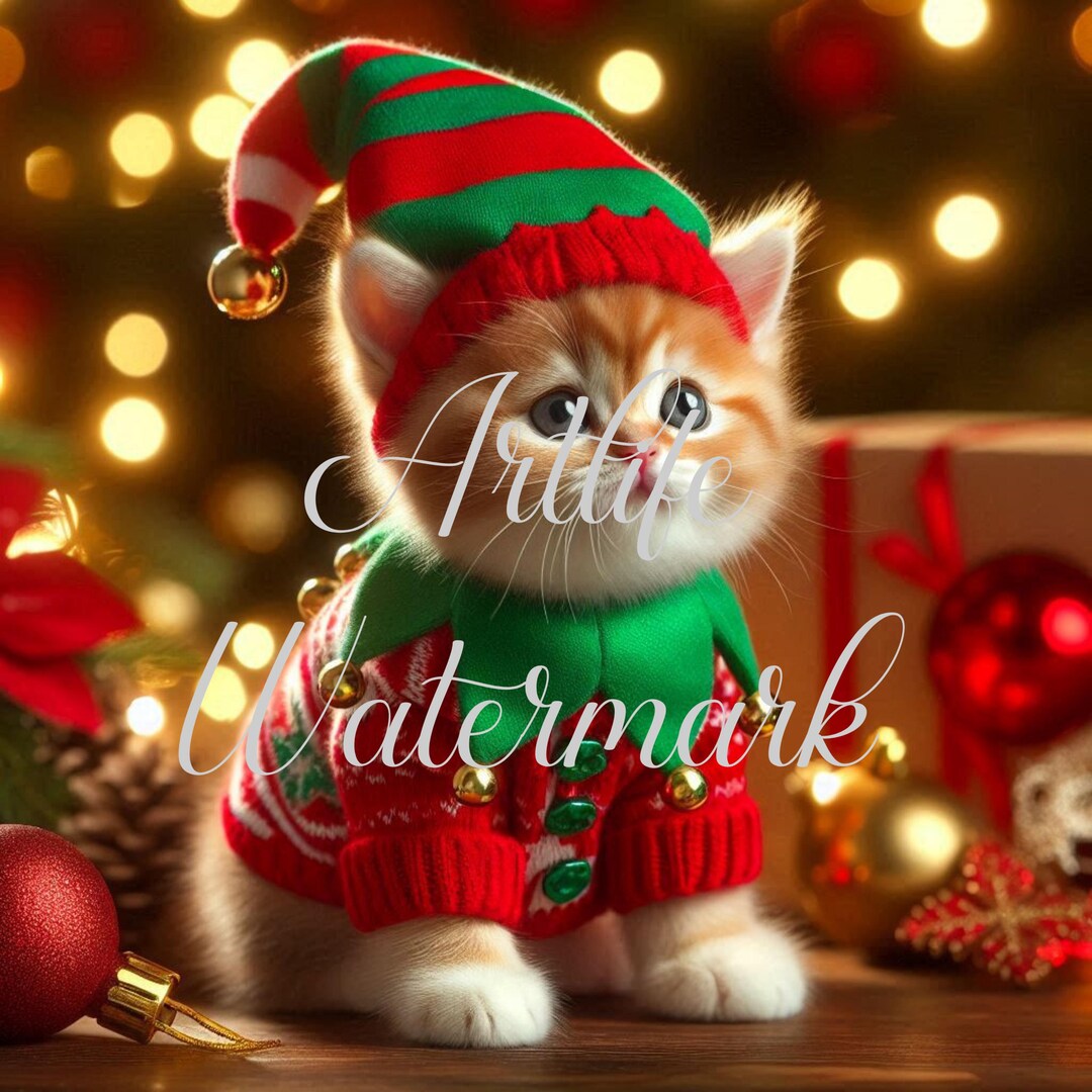 Christmas Kitten Elves Clip Art 5 PNG Files 4000 X 4000 Pixels 03 - Etsy