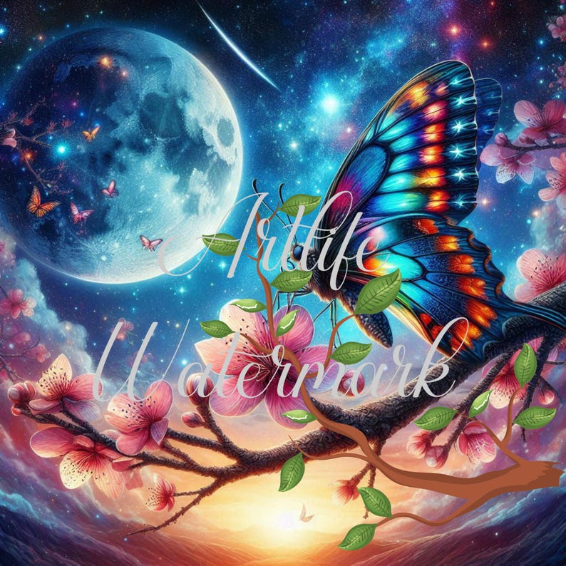 Butterflies in Moonlight Clip Art Set 1 10 PNG Files - Etsy