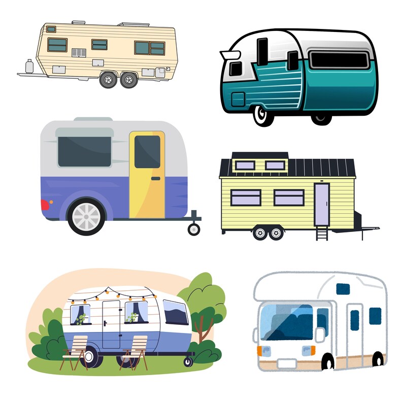 Cute Campers Clip Art Set 1 5 PNG Files - Etsy