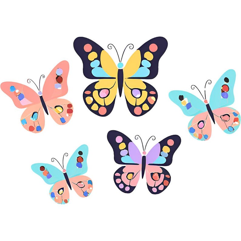 Pretty Pastel Butterflies Clip Art 9 PNG Files 1080 X 1080 Px - Etsy