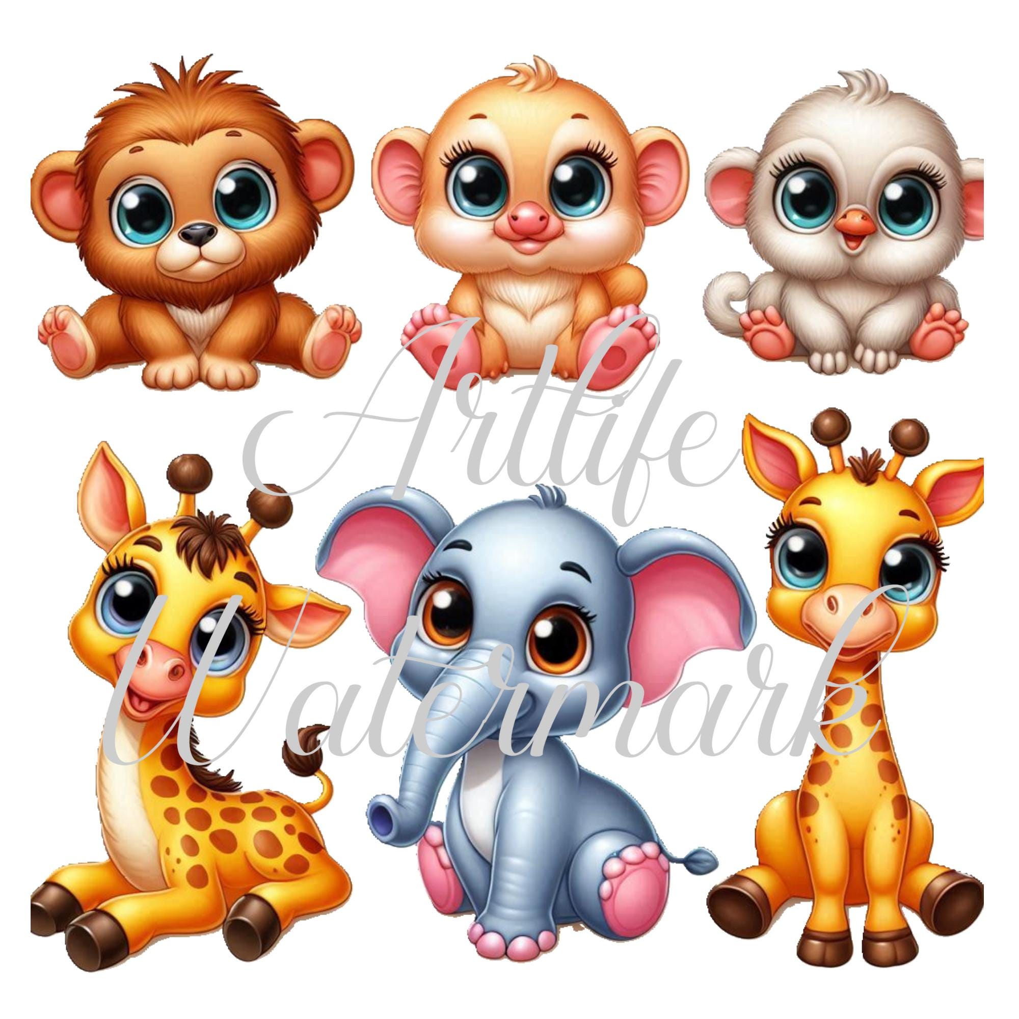 Super Cute Baby Cartoon Animals Clip Art Set 2 7 PNG Files 2000 X 2000 ...