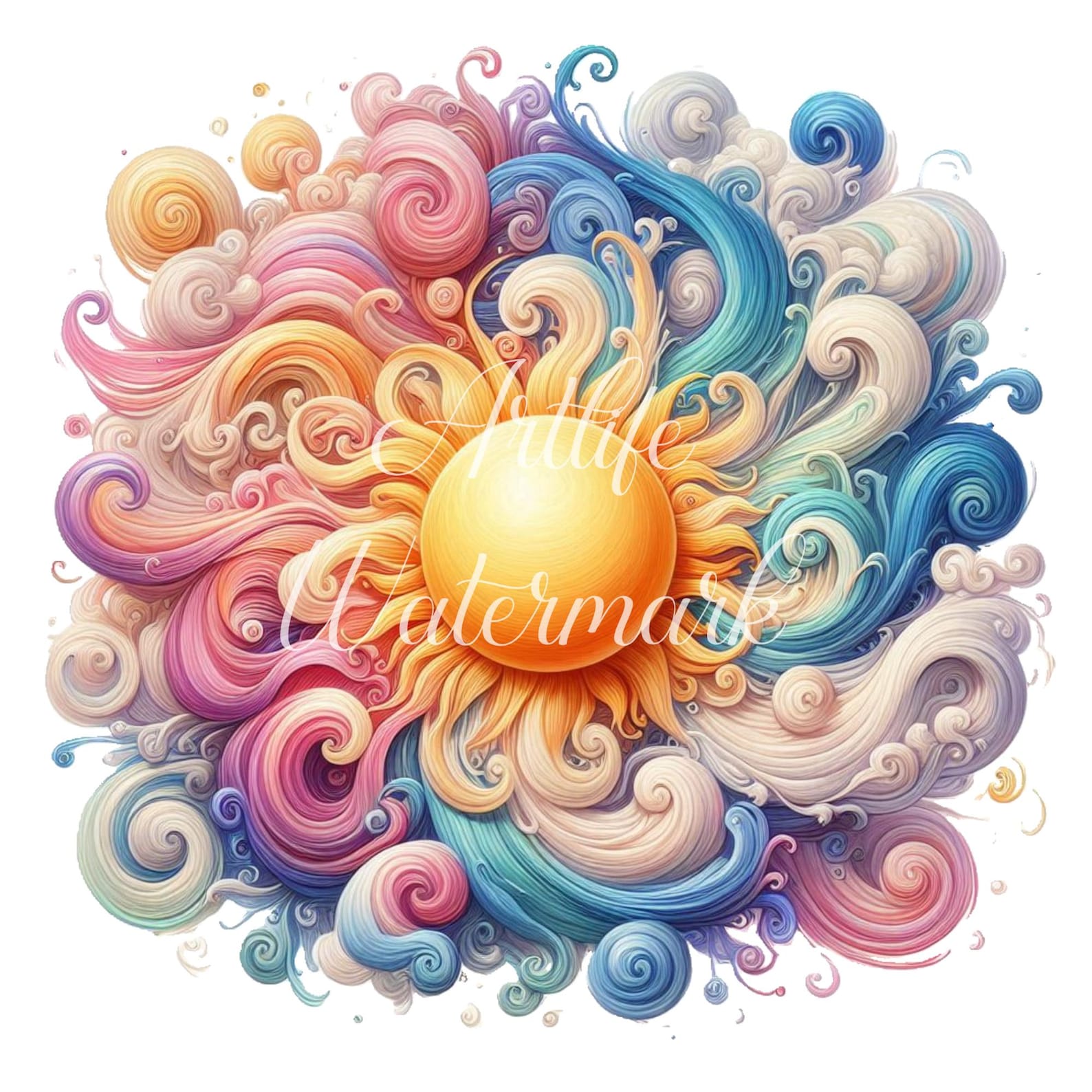 Swirl Sun - Clip Art - Set #2- (10 PNG Files)- 2400 X 2400 Px - Etsy