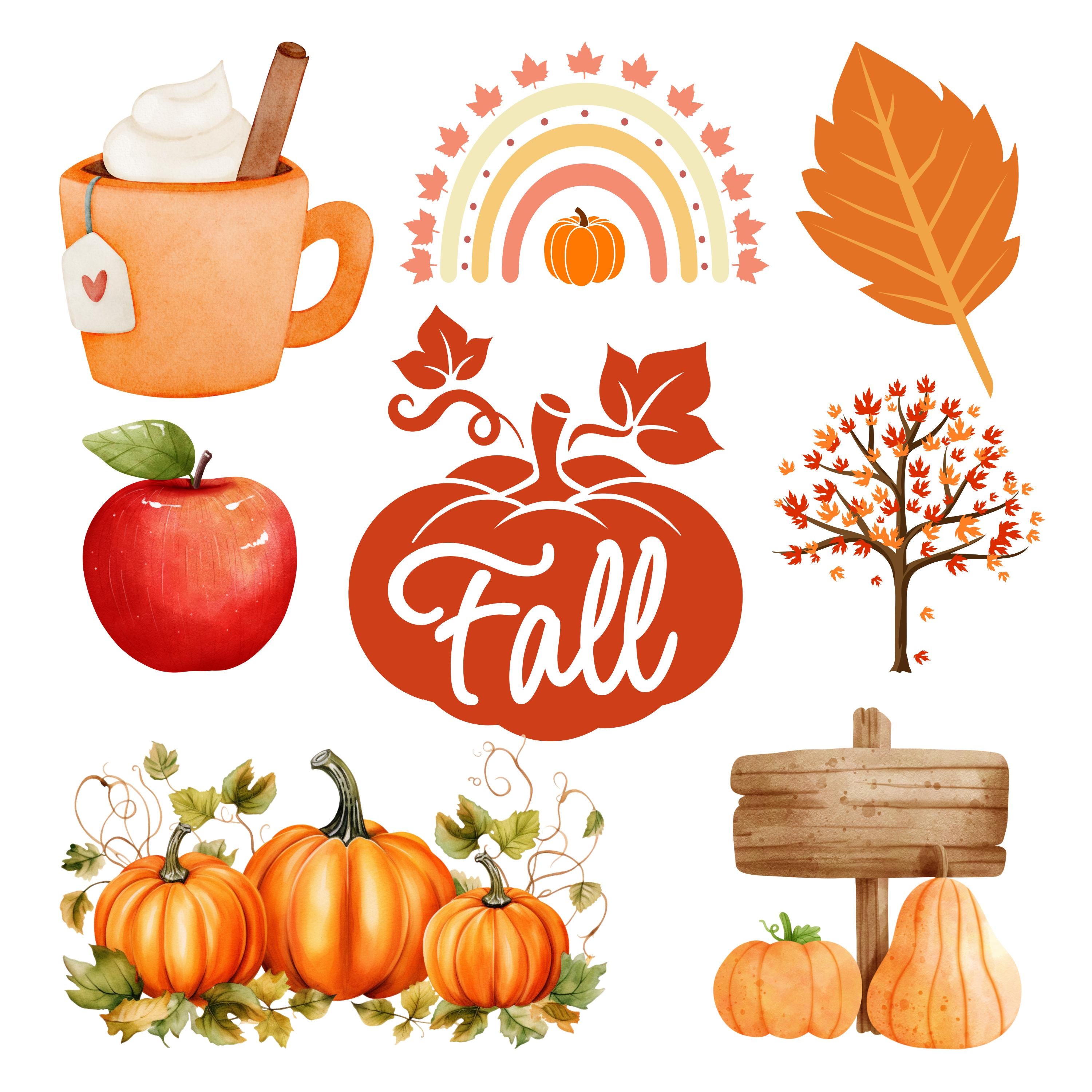 Cute Fall Designs Clip Art 5 Pngs 3000 X 3000 Px 01 - Etsy