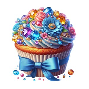 Blue Cupcakes Clip Art 8 Pngs 3000 X 3000 Px 02 - Etsy